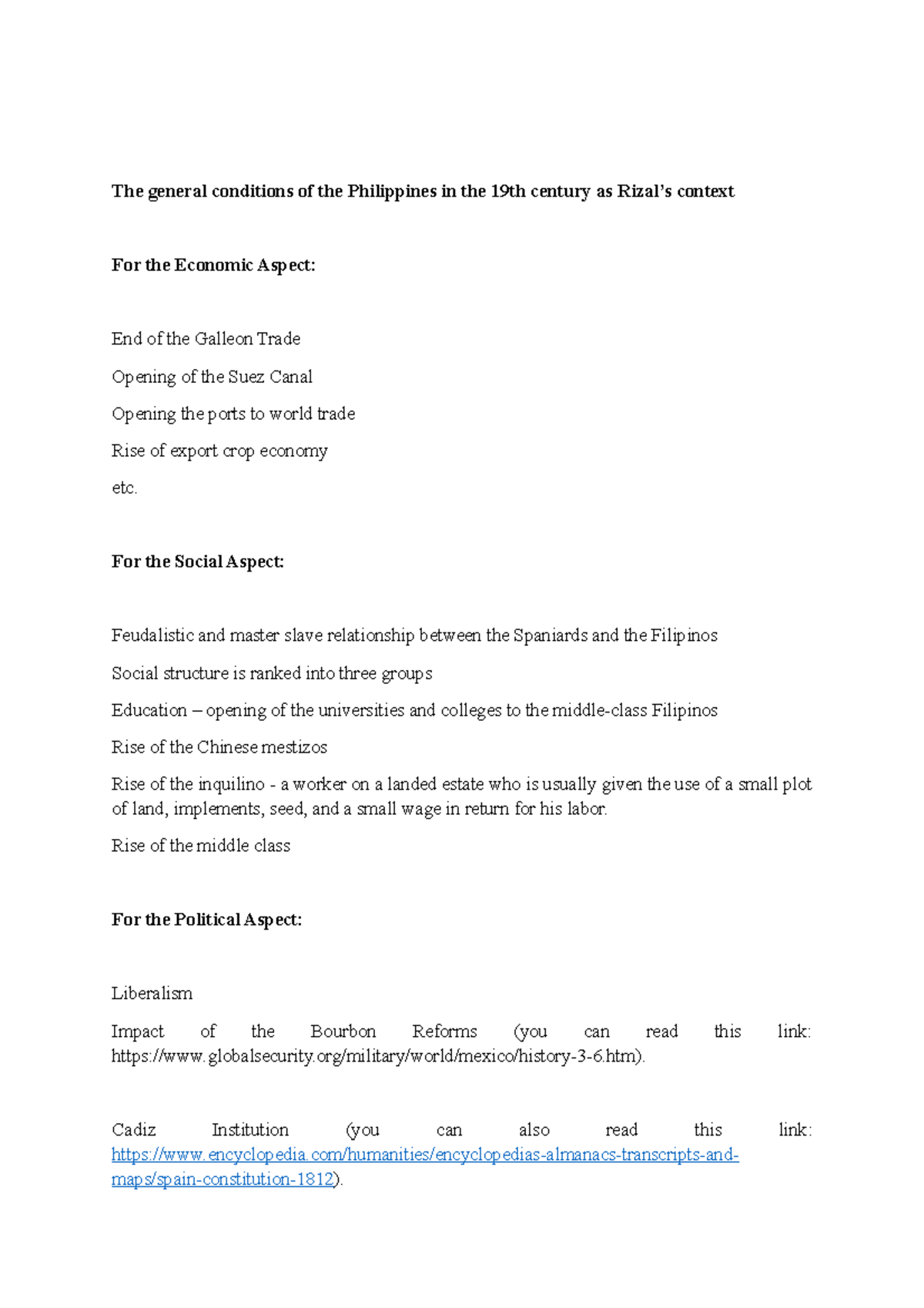 Philippines in the 19th Century: Contextual Analysis of Rizal's Era ...