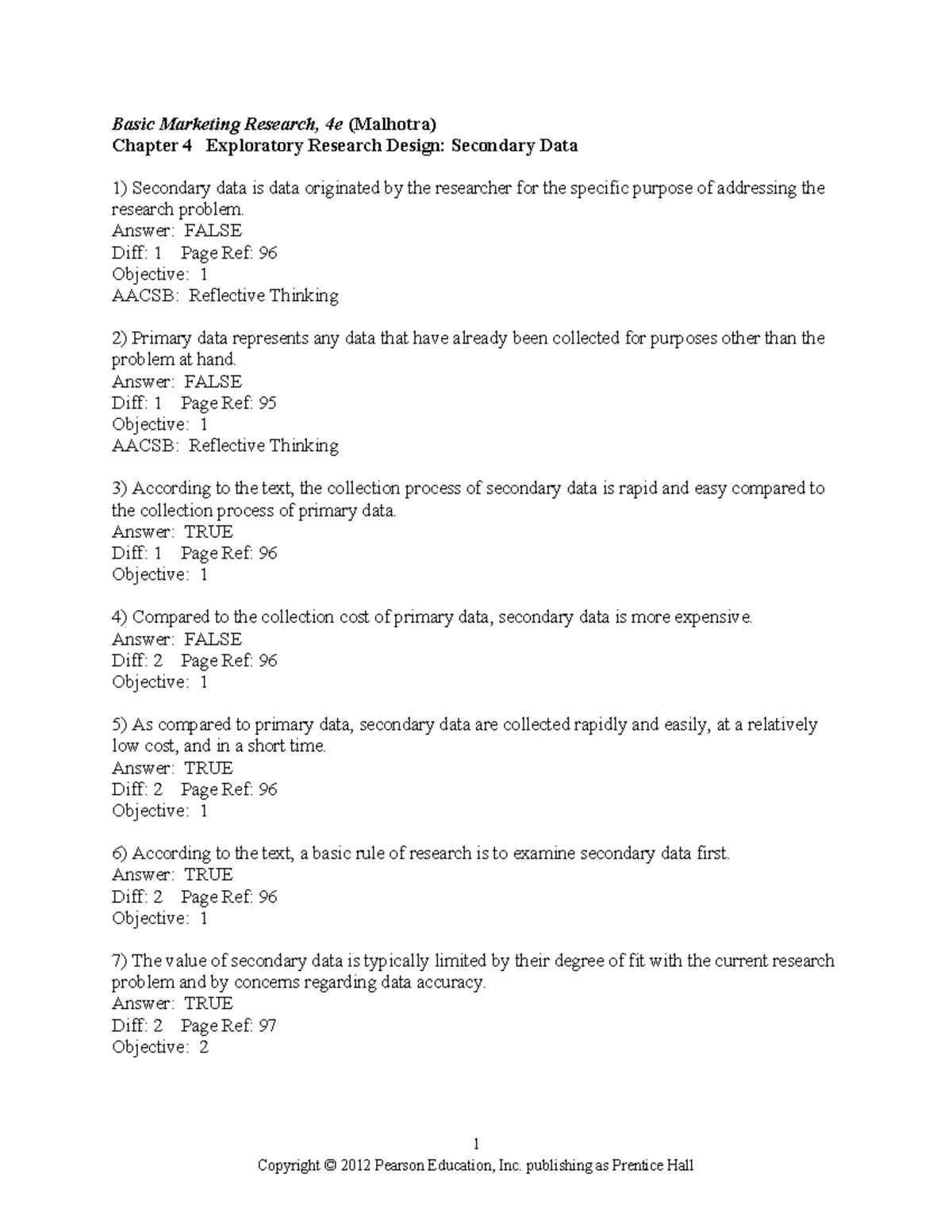 Chapter 4 - ……….. - Basic Marketing Research, 4e (Malhotra) Chapter 4 ...