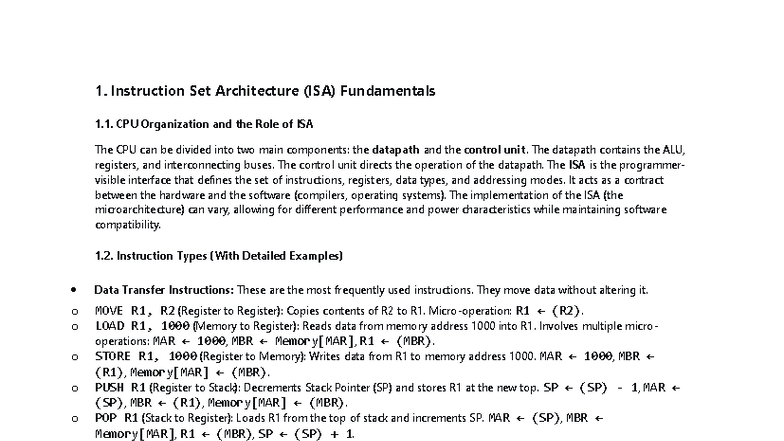 Unit3 Temp - ISA Fundamentals: CPU Organization & Instruction Types ...