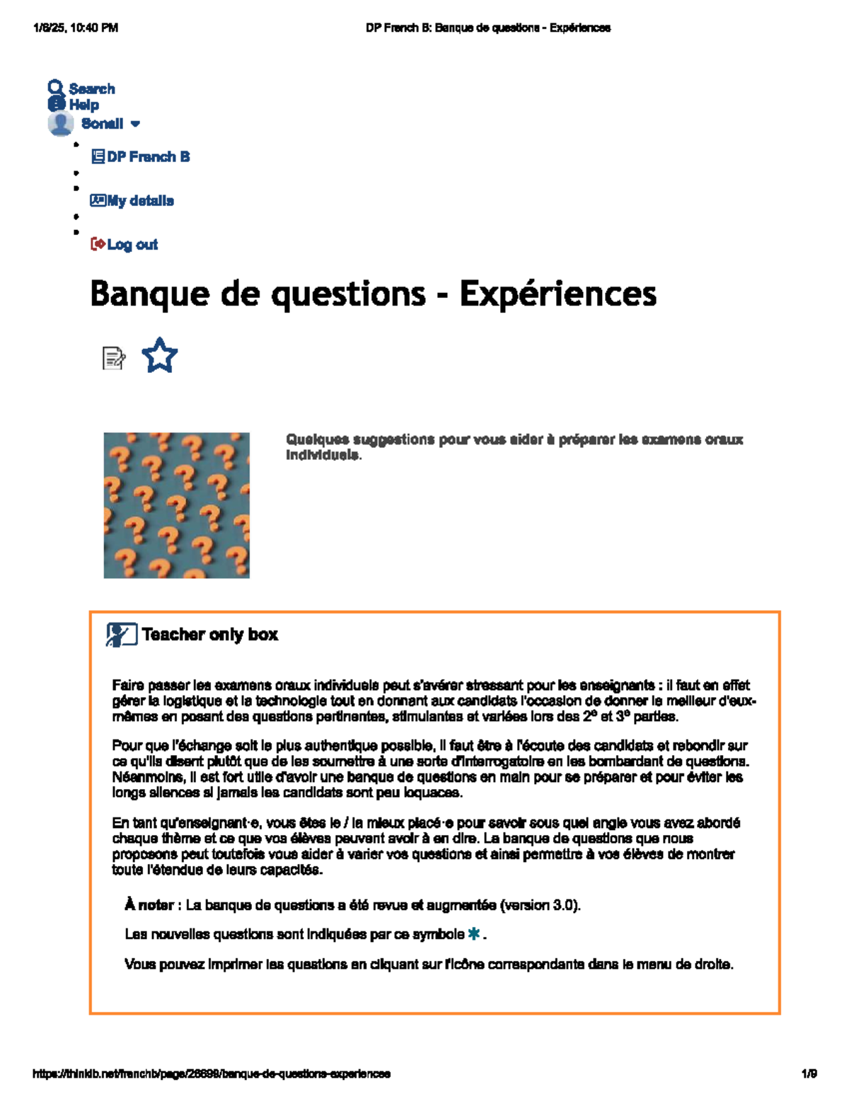 10:40 PM DP French B: Banque de Questions pour Examens Orals - Studocu