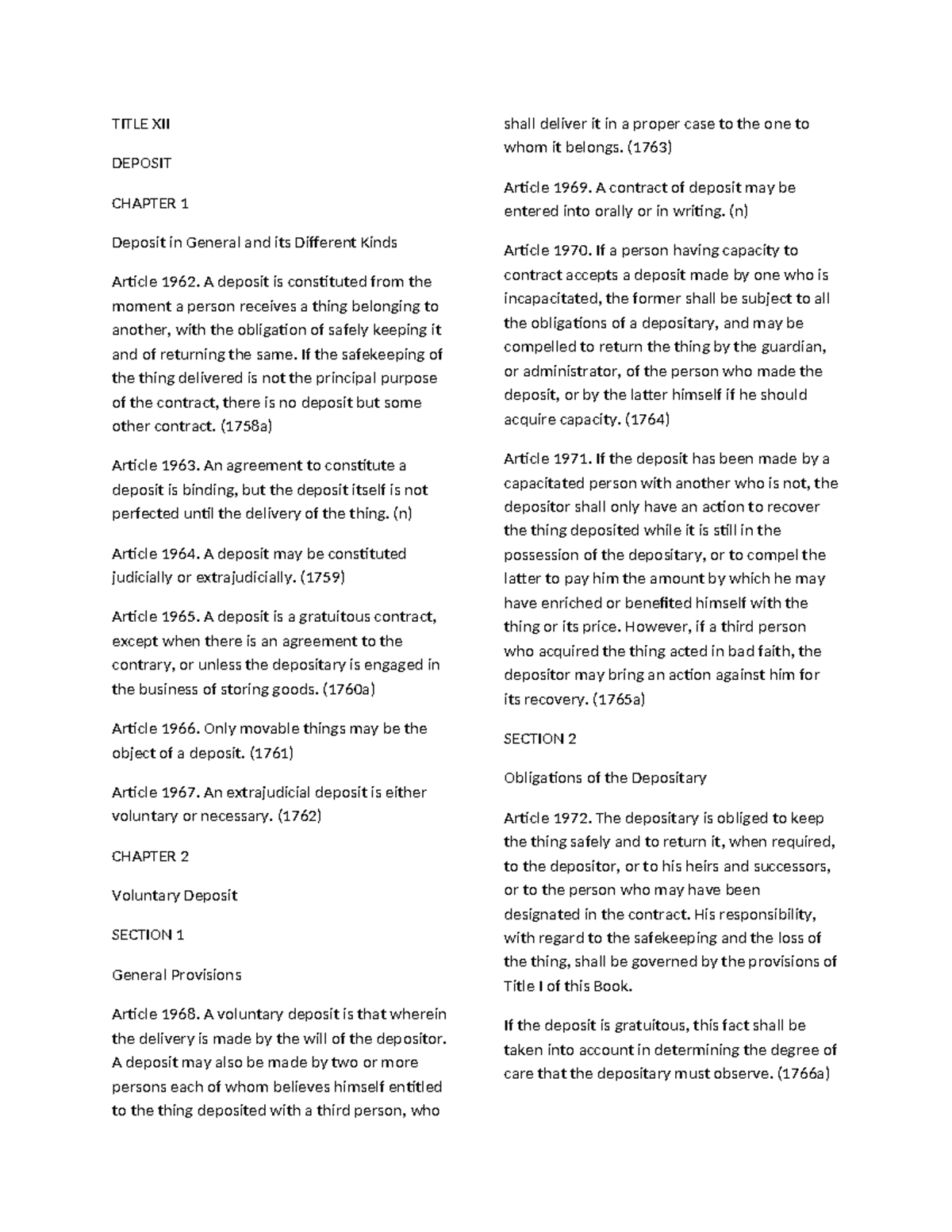 TITLE XII DEPOSIT: Chapter 1 Overview and Types of Deposits - Studocu
