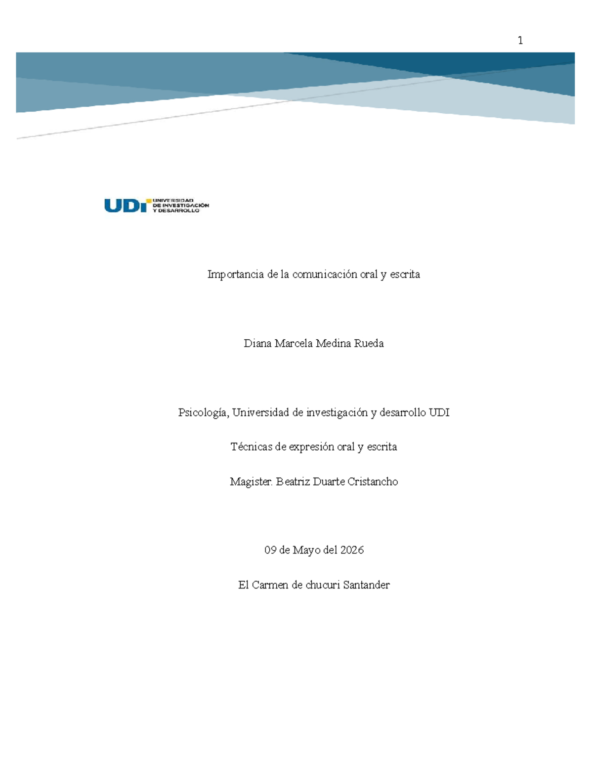 Técnicas de Comunicación Oral - Psicología UDI - Studocu