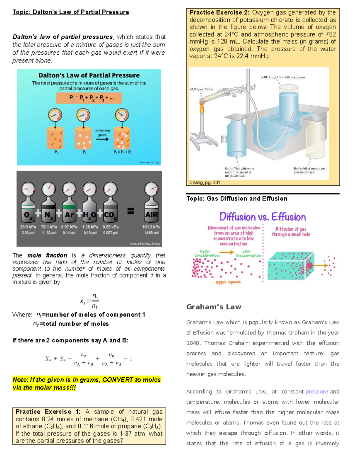 Daltons Law of Partial Pressure Effusion - Topic: Dalton’s Law of ...