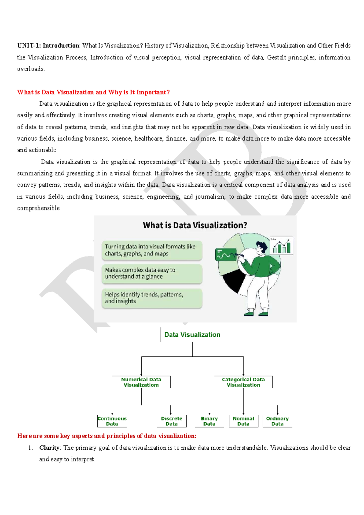 DATA VISUALIZATION UNIT I: Understanding Visualization Concepts and Principles - Studocu