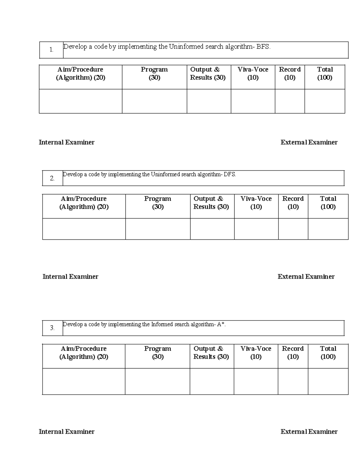 AIML Lab Questions: Implementing Search Algorithms & Models - Studocu