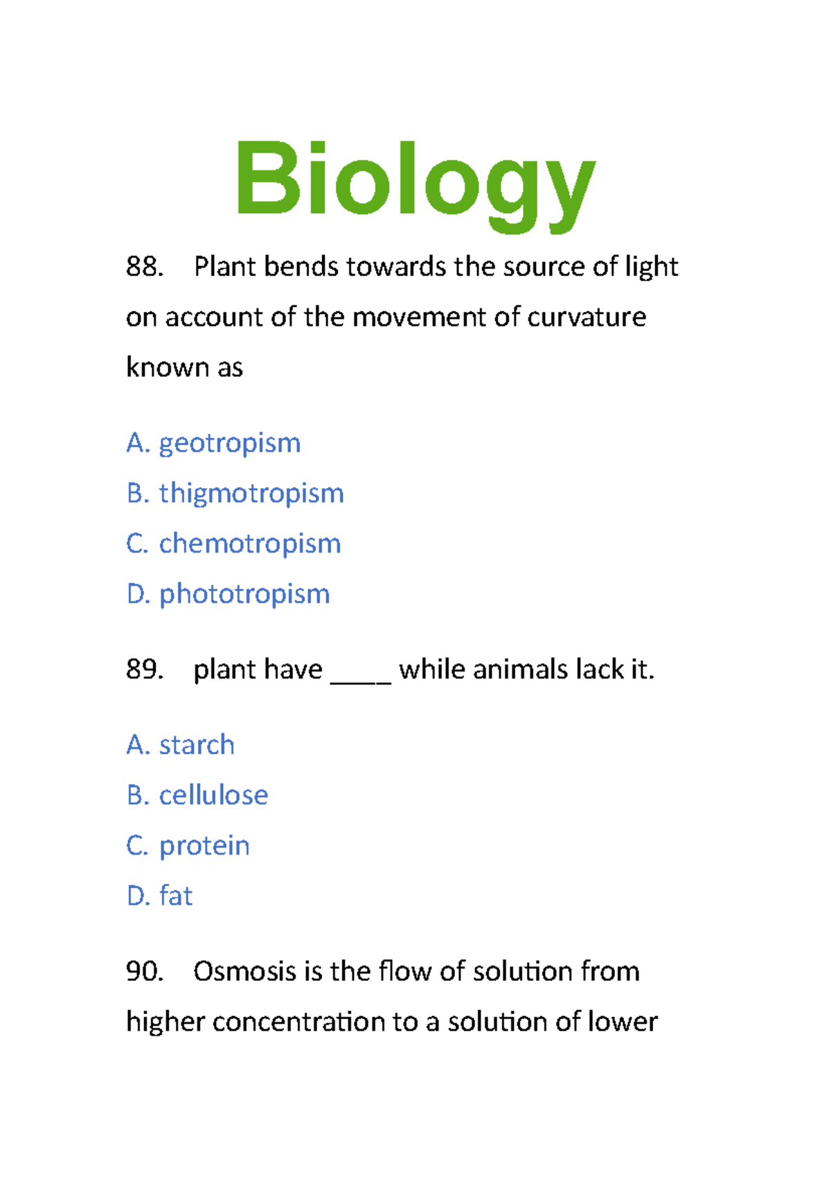 Biology work 11 - Biology Plant bends towards the source of light on ...