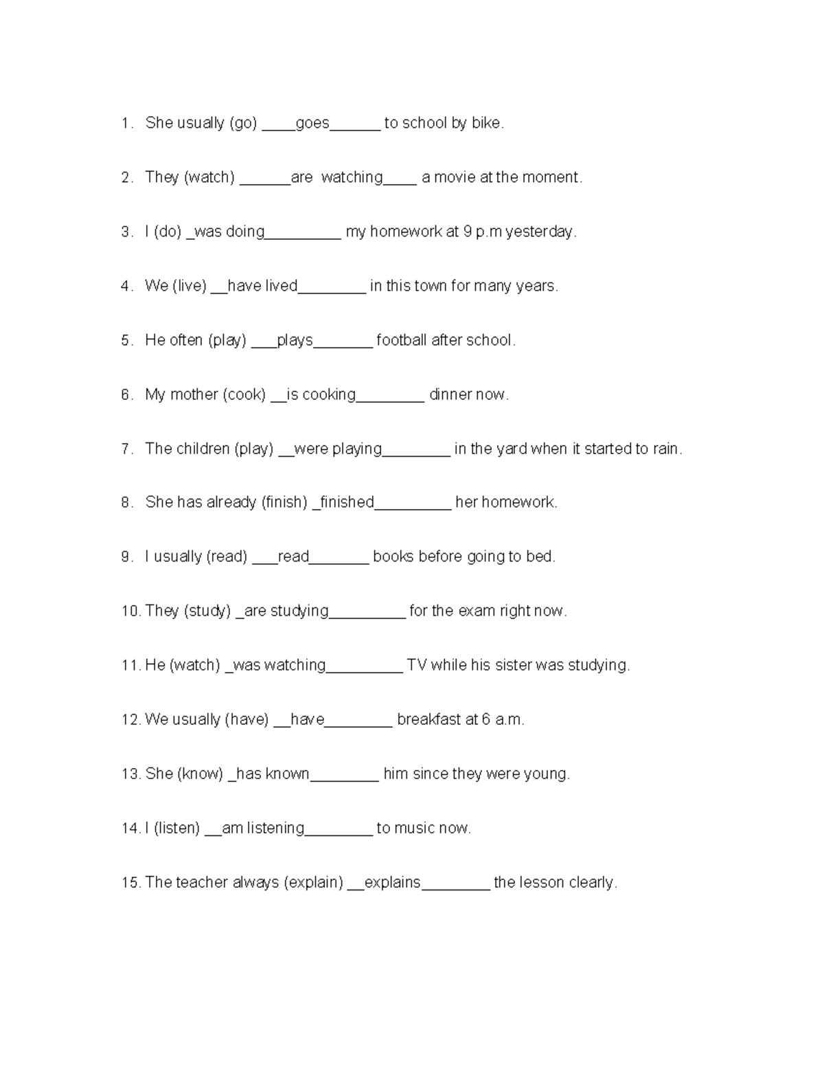 Grammar Practice: Present & Past Tenses - Week 1 - Studocu