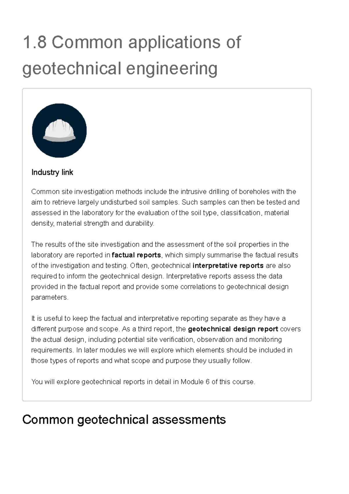 1.8 Common Applications of Geotechnical Engineering: Site ...