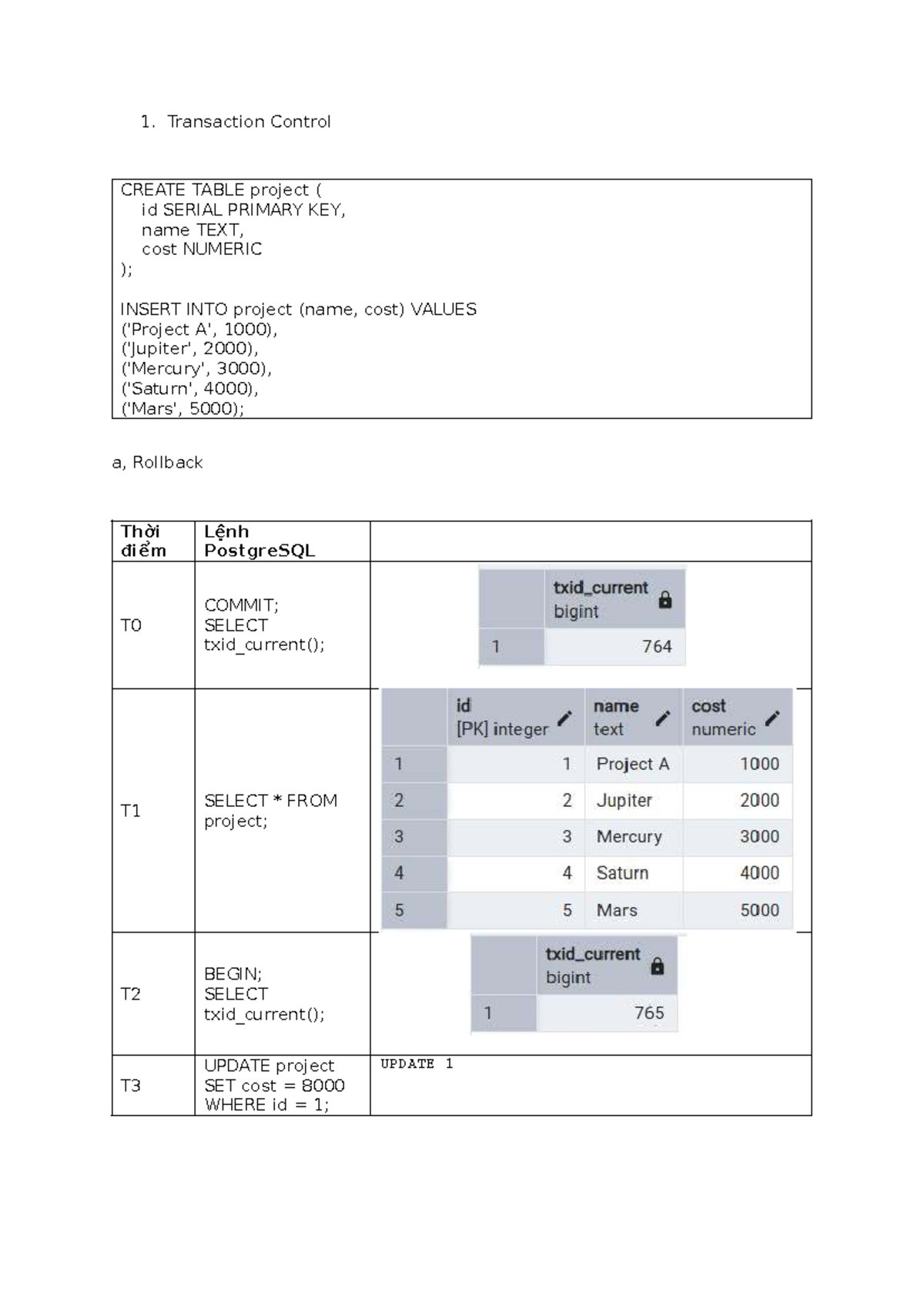 Transaction Control and Concurrency Control in PostgreSQL - Studocu
