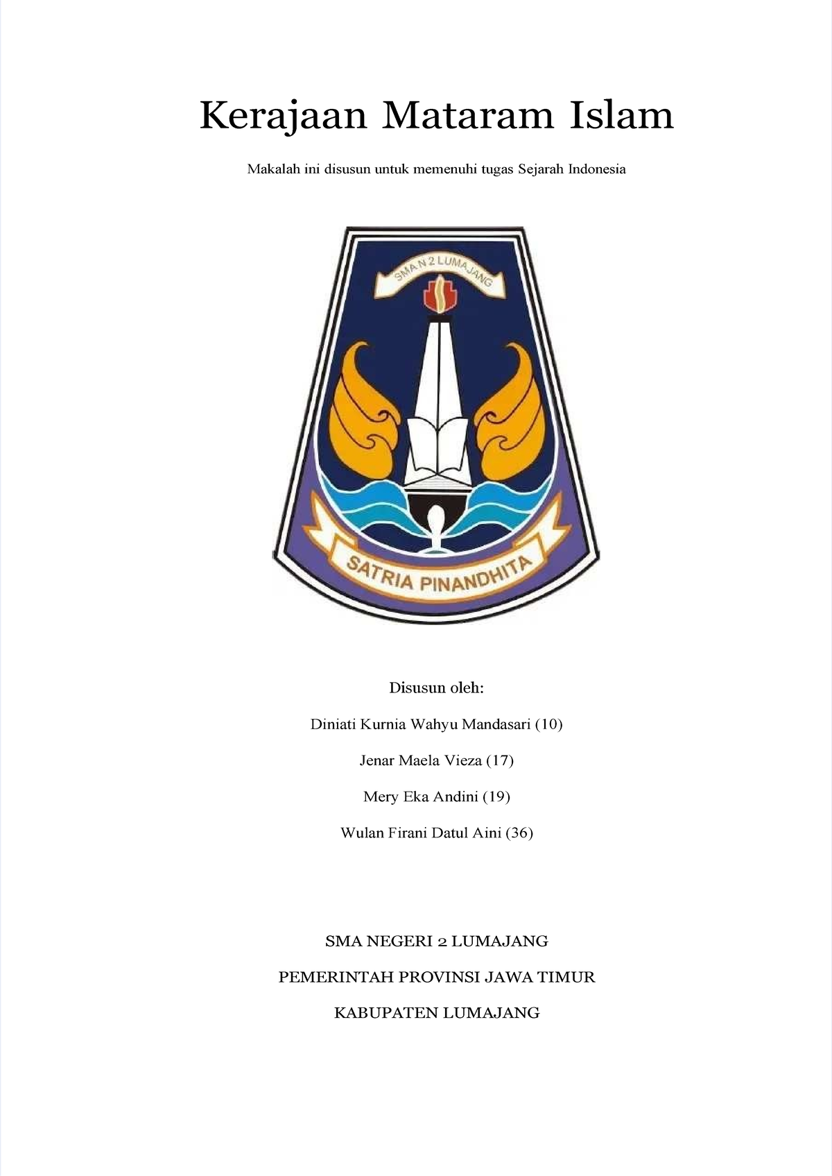 Studi Sejarah: Kerajaan Mataram Islam (Tugas SMA NEGERI 2 LUMAJANG ...