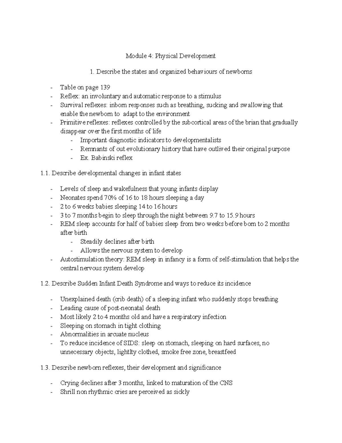 Module 4 Physical Development - Module 4: Physical Development Describe ...