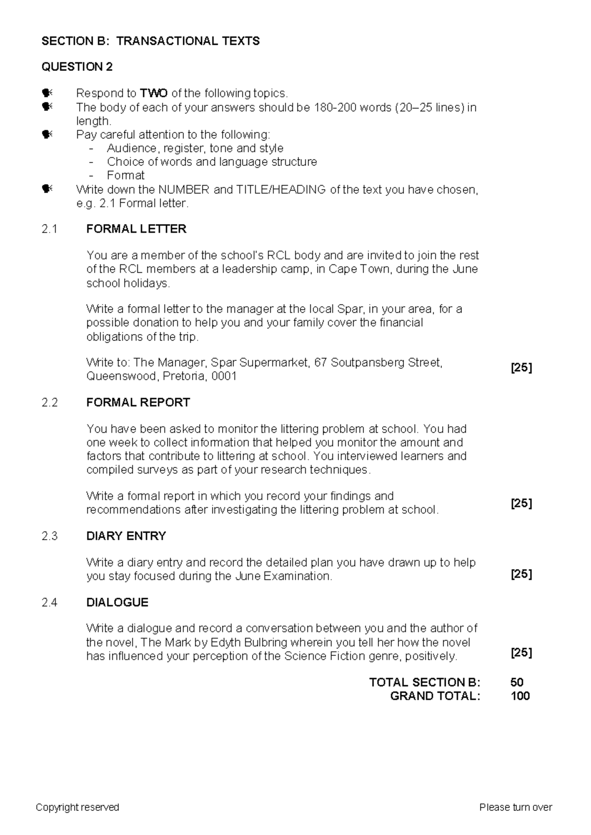 GR 10 TASK 7 - Transactional Texts Response Guide - Studocu