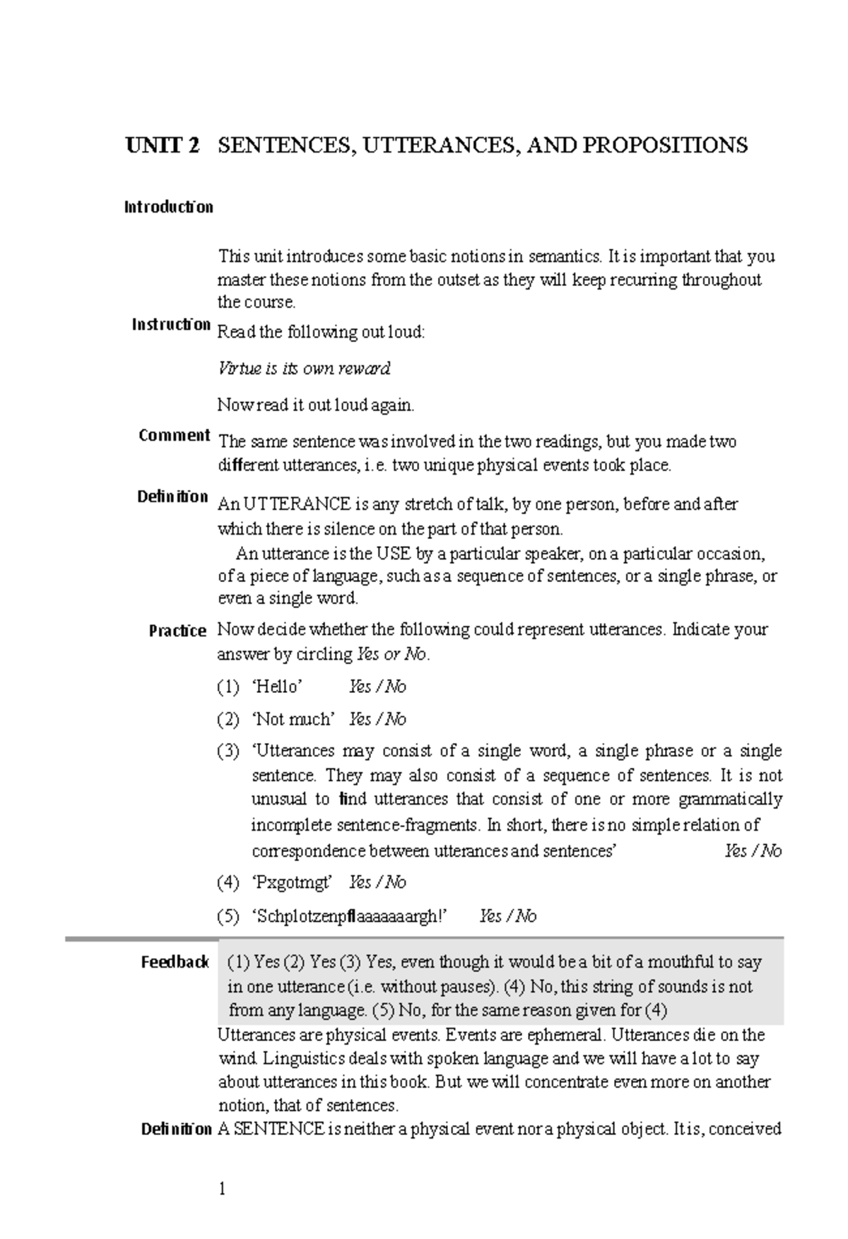 UNIT 2: Sentences, Utterances, and Propositions Study Guide - Studocu