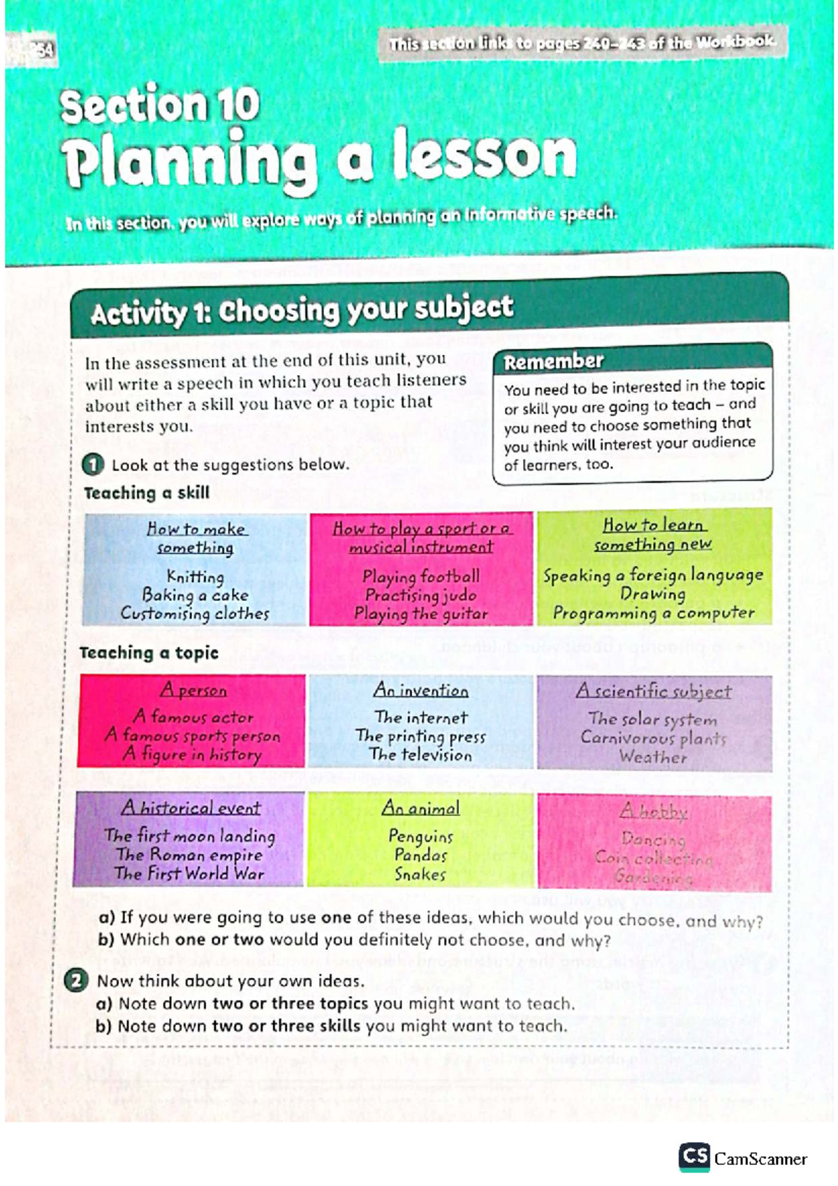 G7 CS Unit 6: Planning an Informative Speech - Lesson Guide - Studocu