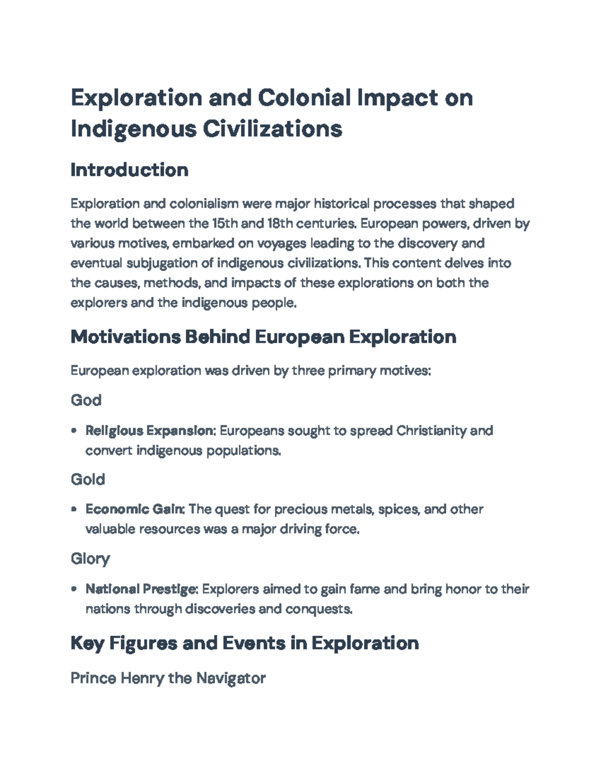Exploration and Colonialism: Impacts on Indigenous Civilizations ...