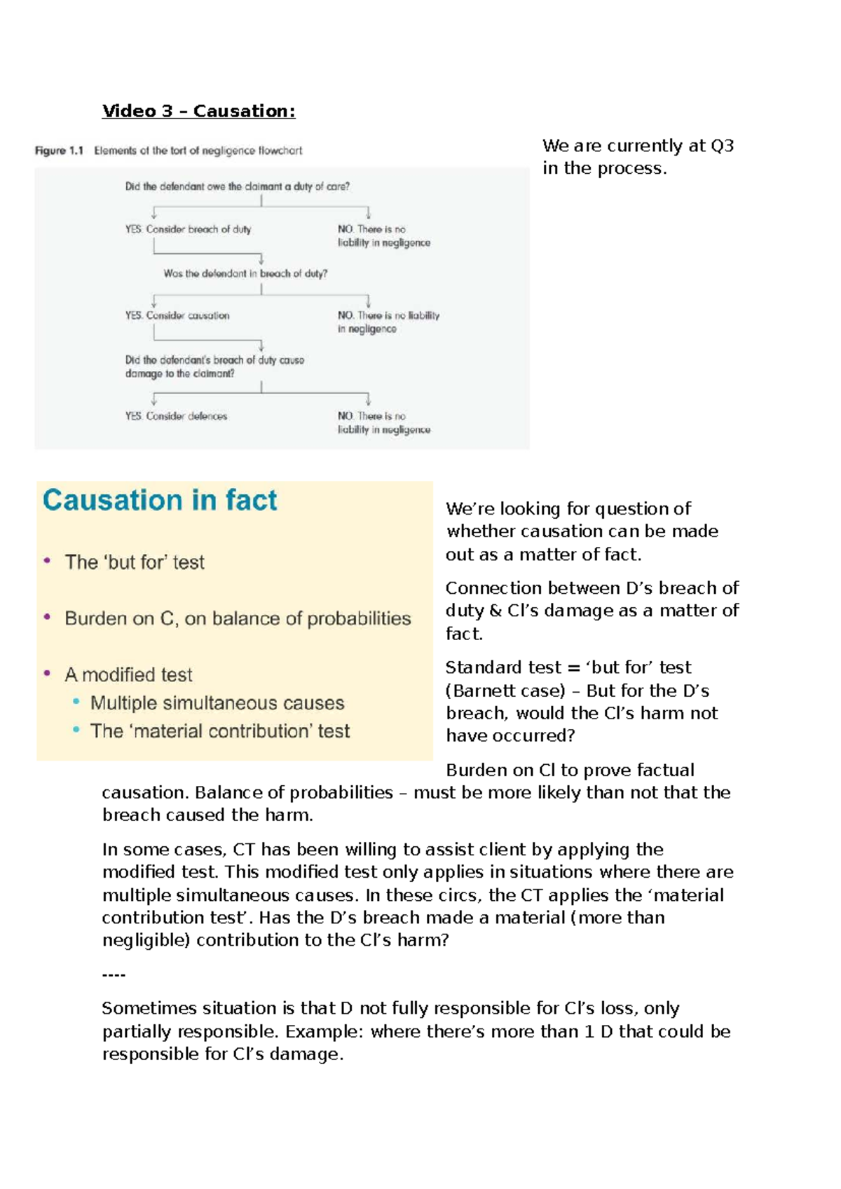 Causation Video Notes: Understanding Factual Causation in Law - Studocu