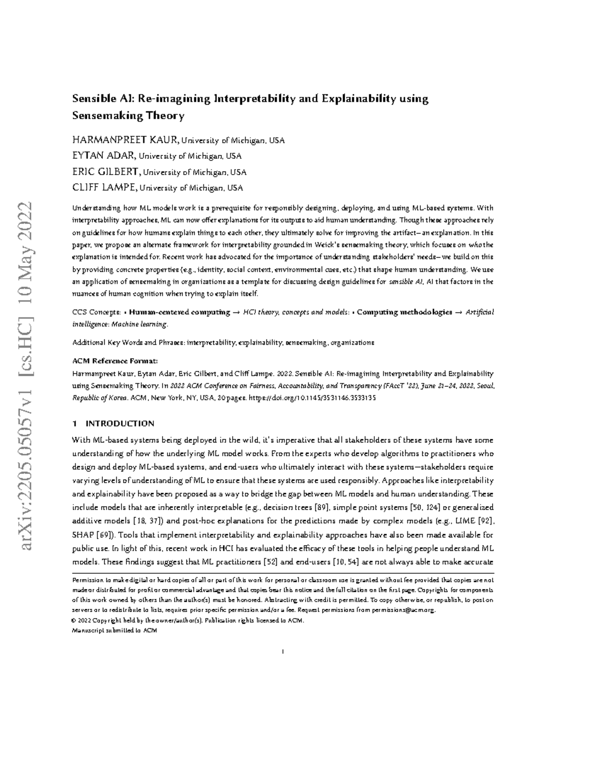 2205 - Sensible AI: A Sensemaking Framework for Interpretability ...