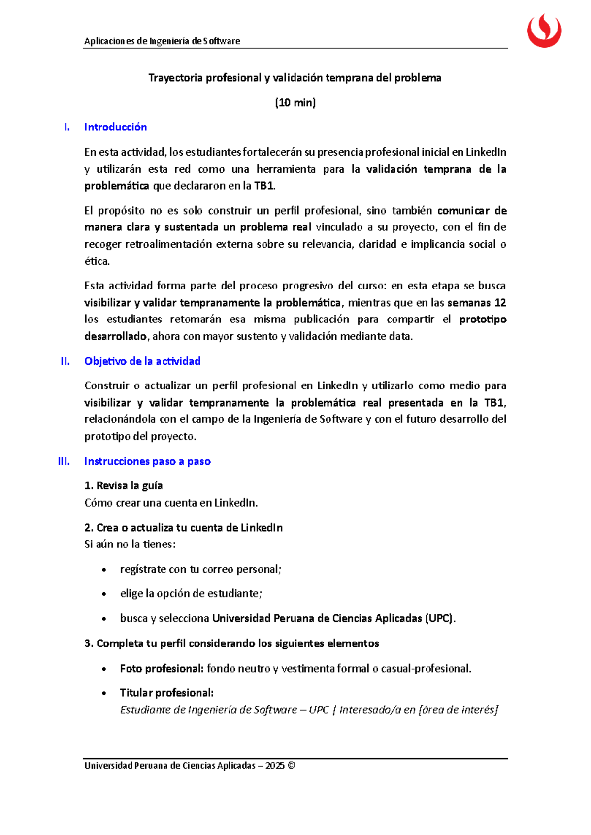 U2-S7: Trayectoria Profesional y Validación Temprana en LinkedIn - Studocu