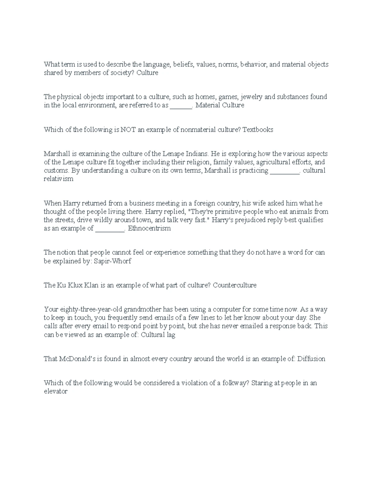 Chapter 7 Study Guide Quiz (With Answers) - 7 Deviance and Control Which of the following best ...