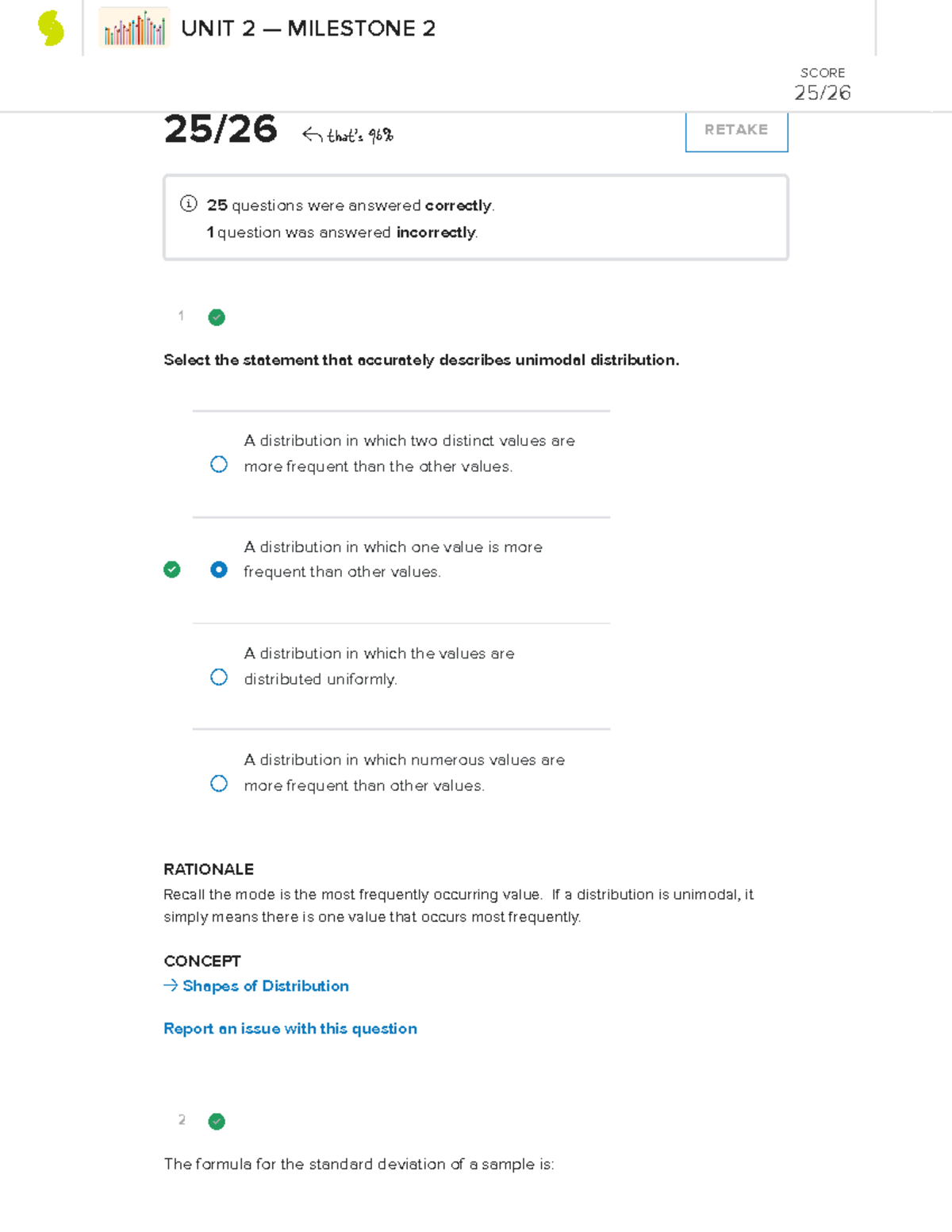 Stat 101 Unit 2 Milestone 2 Exam Review and Key Concepts - Studocu