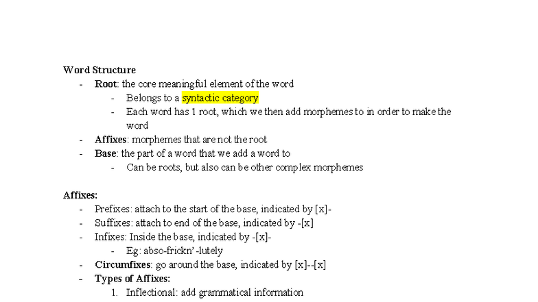 Morphology: Understanding Word Structure and Affixes (LING1001) - Studocu