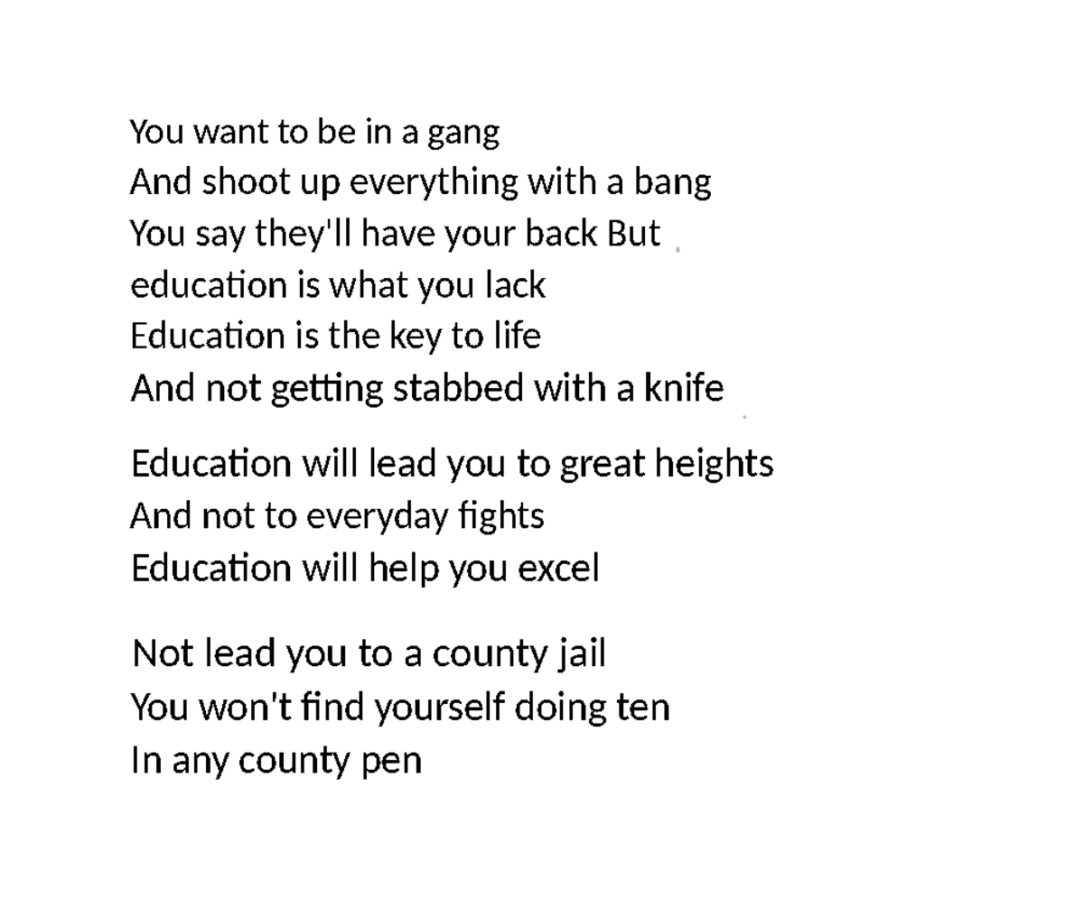 G7 English - The Importance of Education Over Gang Life - Studocu