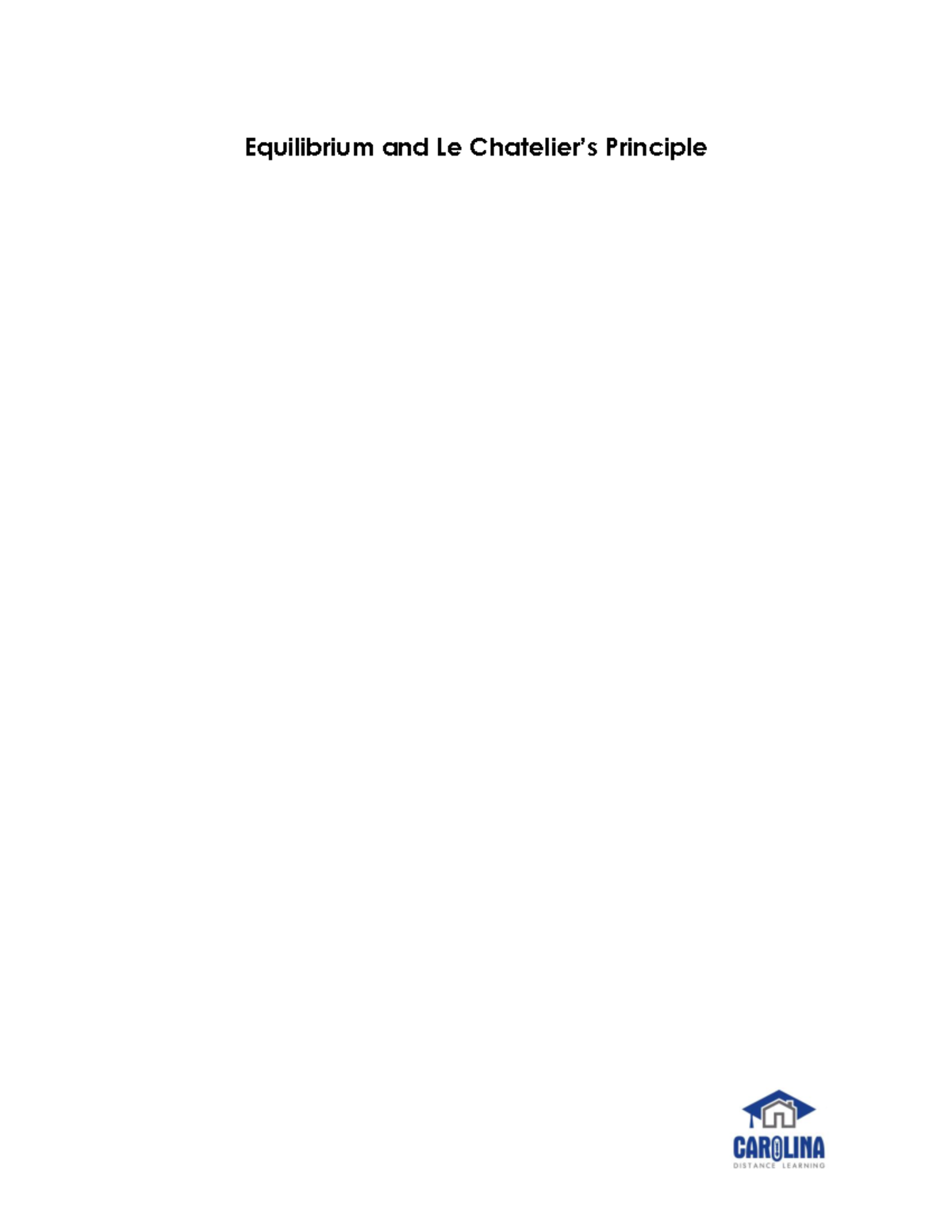 Equilibrium Concepts and Le Chatelier’s Principle Analysis - Studocu
