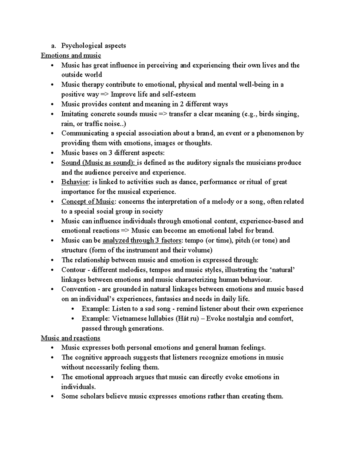 Psychological Aspects of Music and Emotions - Sensory Chapter 4 P2 ...
