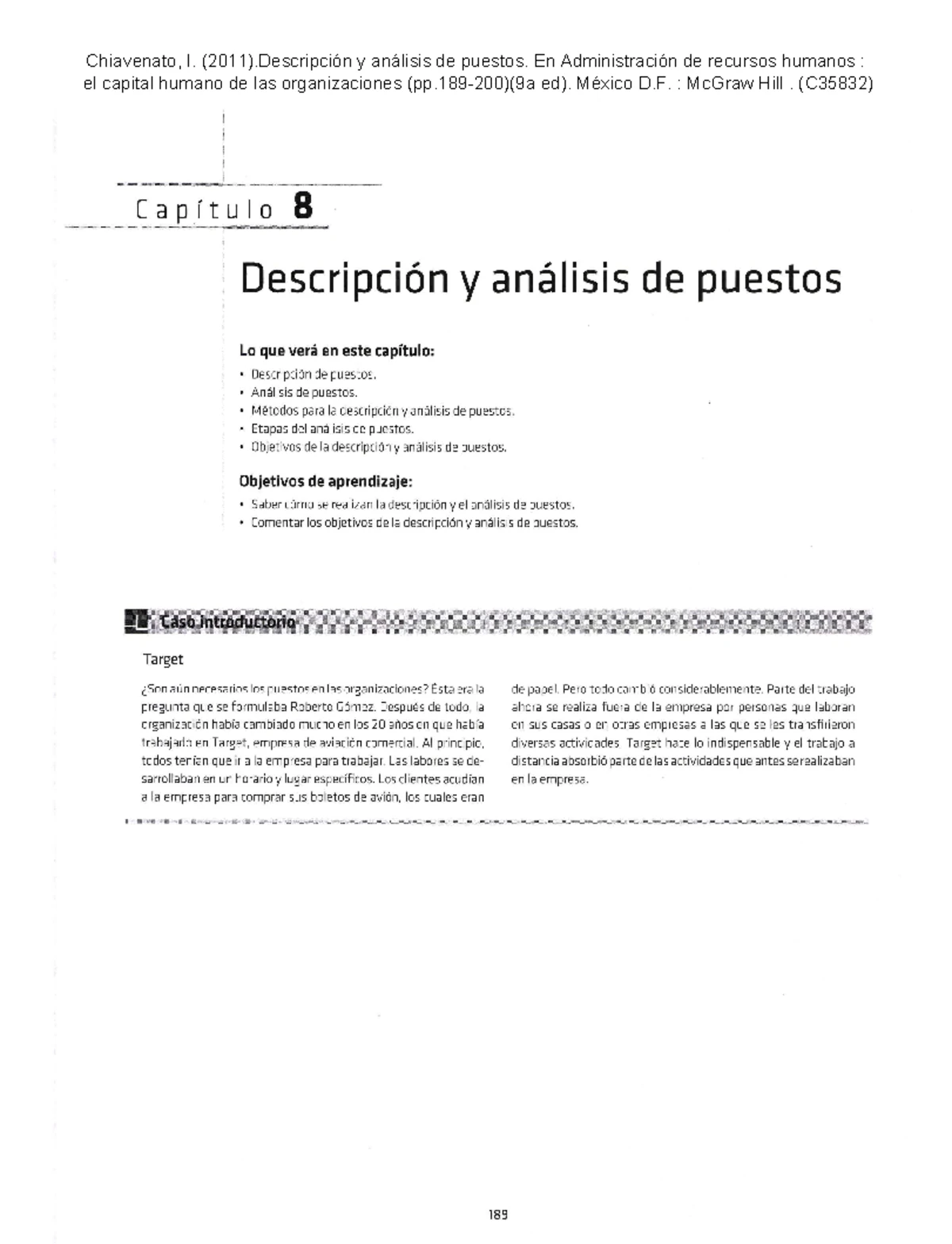 Descripción y análisis de puestos - Chiavenato, I. (2011).DescripciÛn y an·lisis de puestos. En ...