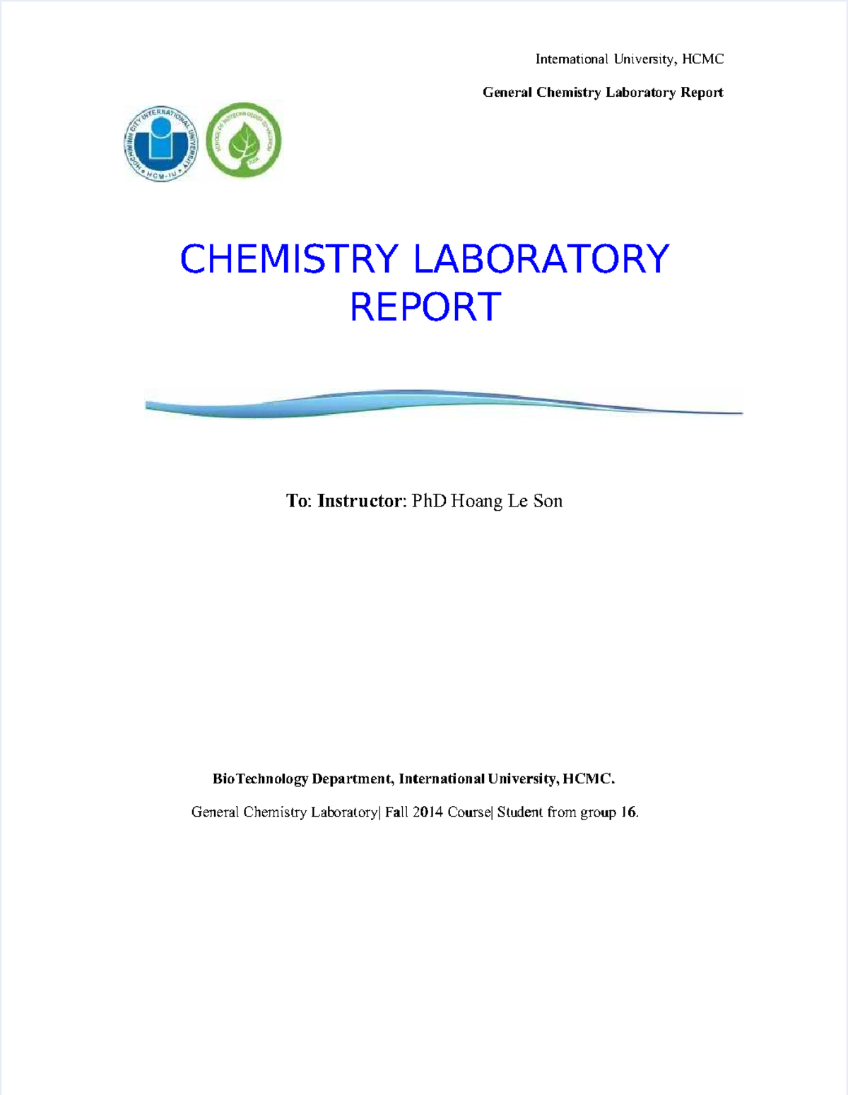 General Chemistry Lab Report (CHM101) - Fall Semester Analysis - Studocu