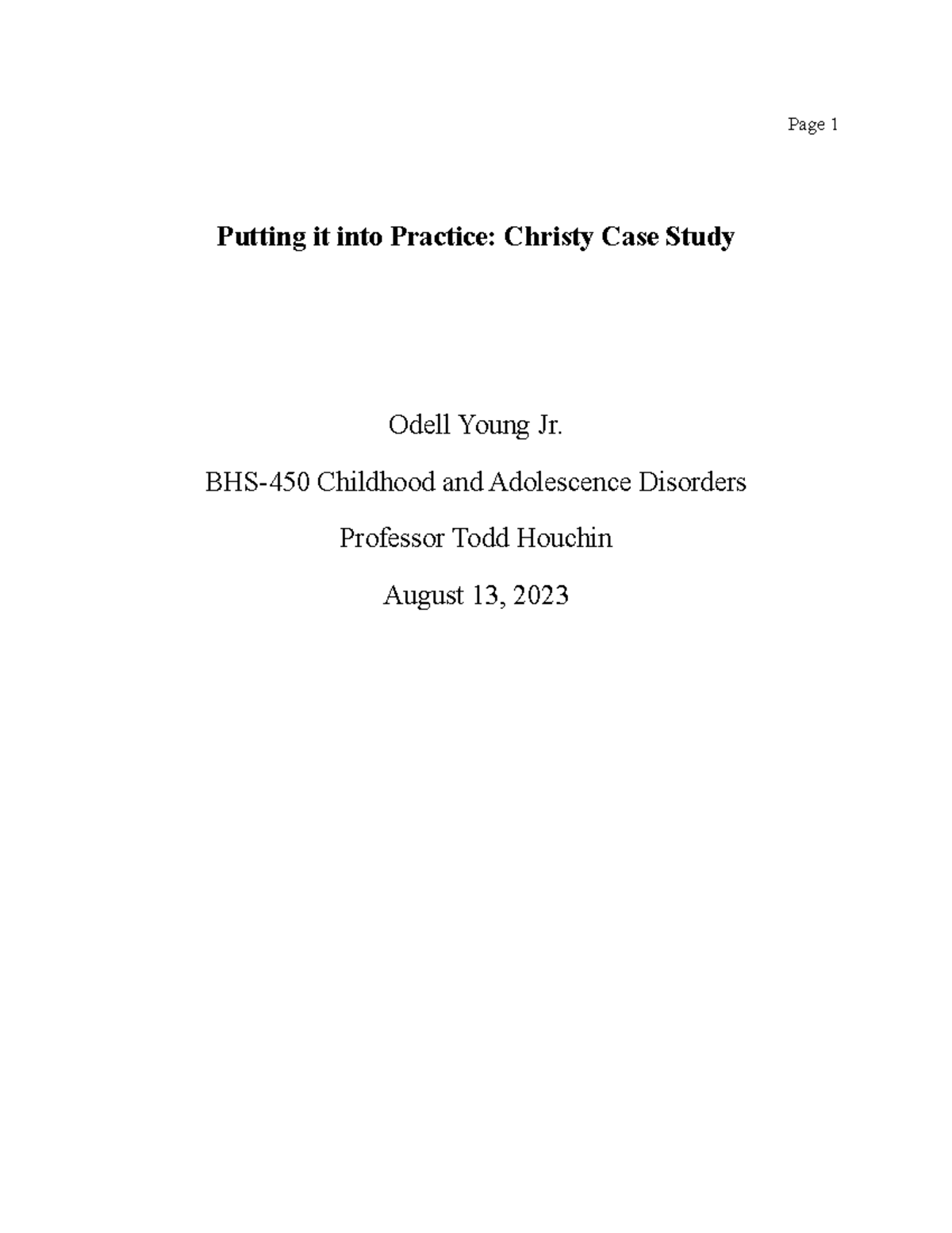 BHS-450 Final Case Study: Christy's Childhood Challenges ...