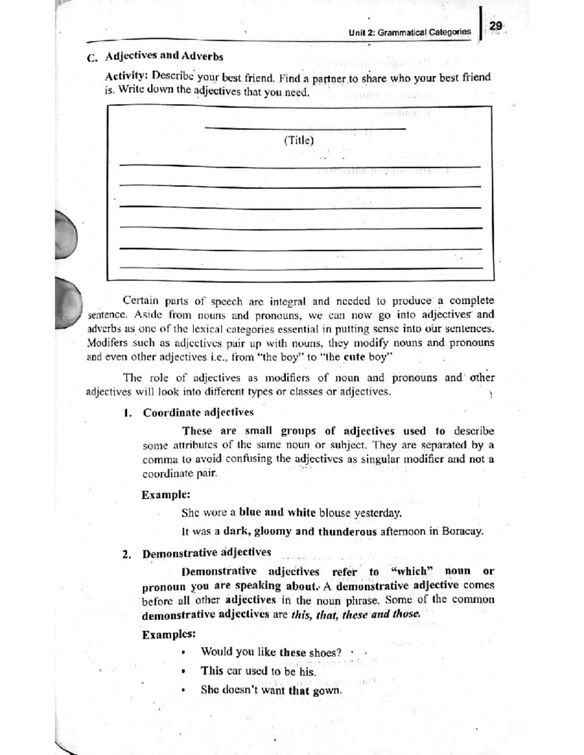 Unit 2: Grammatical Categories - Adjectives & Adverbs Overview - Studocu