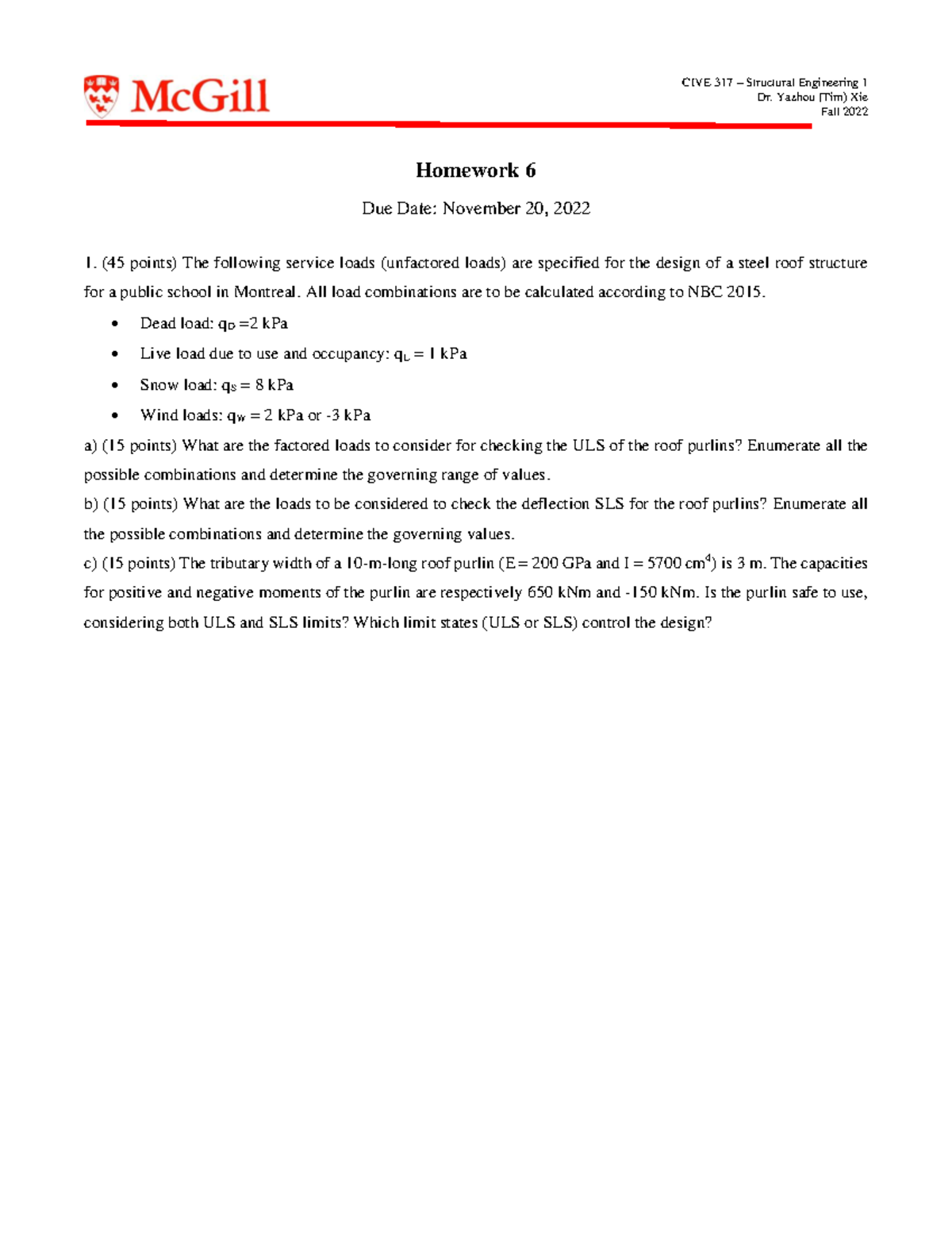 Homework 6-2 - Practice - CIVE 317 – Structural Engineering 1 Dr ...
