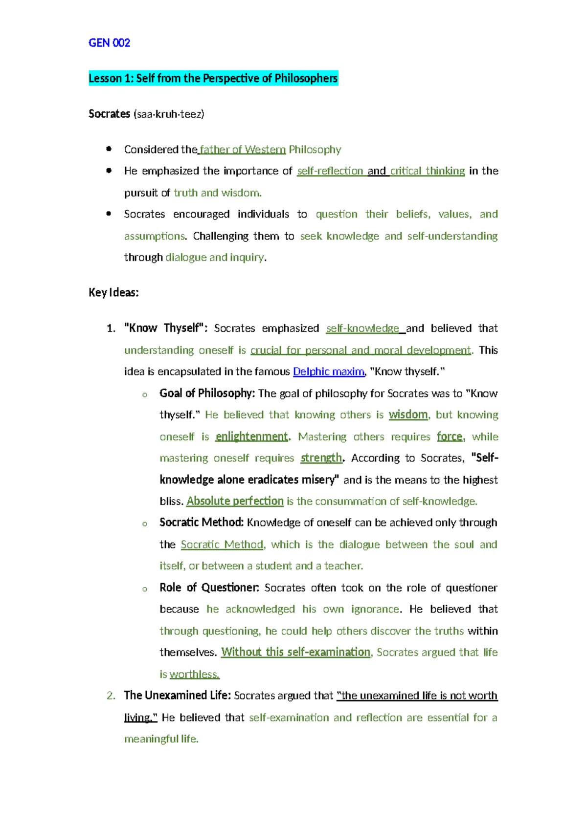 GEN 002 P1 - A simple reviewer this subject that I used for my 1st ...