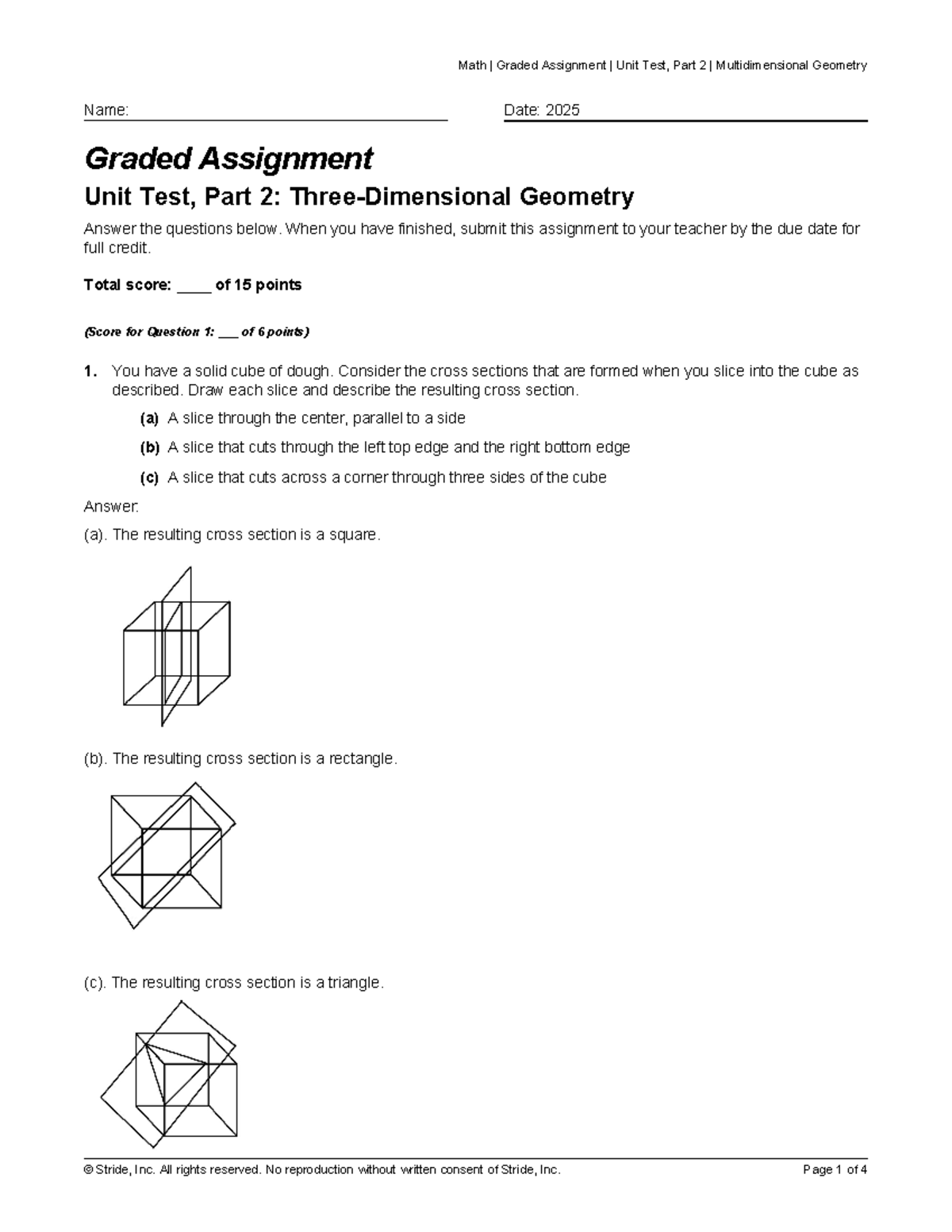 Math - 7th Grade - 4.12 - Unit Test, Part 2 - Three-Dimensional ...