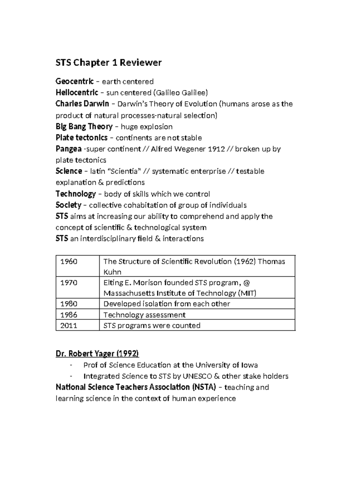 STS 102 Chapter 1 Reviewer: Key Concepts in Science and Technology - Studocu