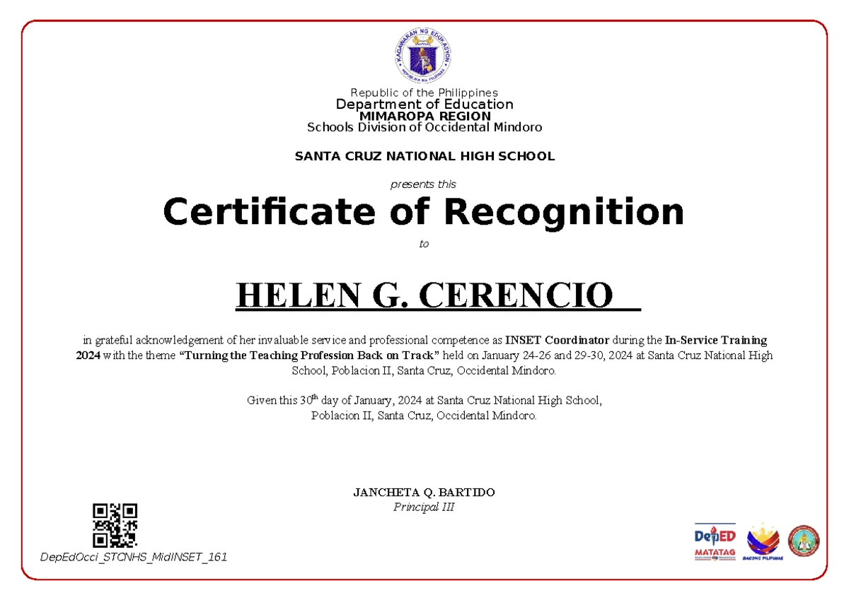 Certificate of Employment Template v2024 for DepED Personnel - Studocu