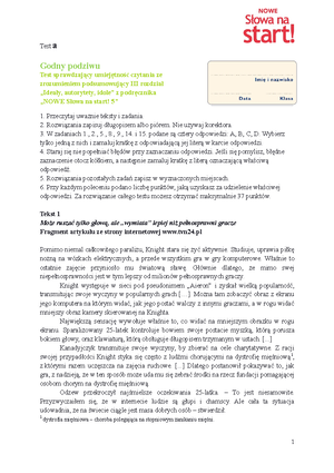 Klasa 5 Unit 4 test - Test - Name ...