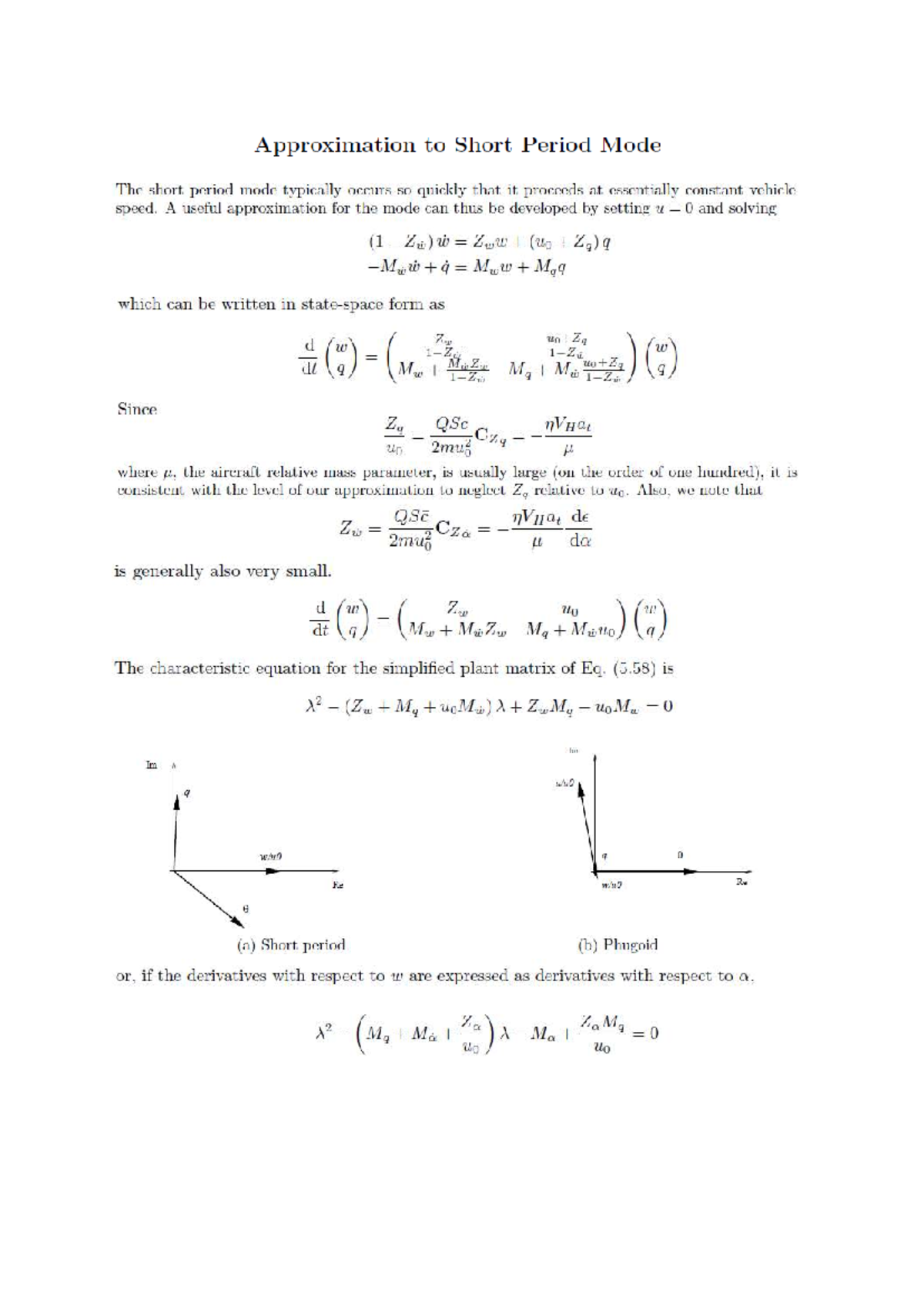 Approximation to Short Period Mode Analysis for AER 101 - Studocu