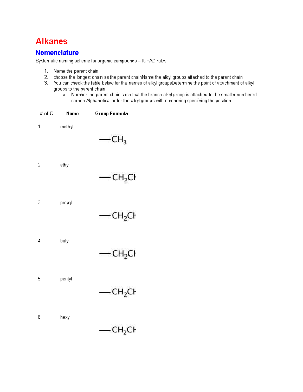 Alkanes and Hydrocarbons: IUPAC Nomenclature Guide - Studocu
