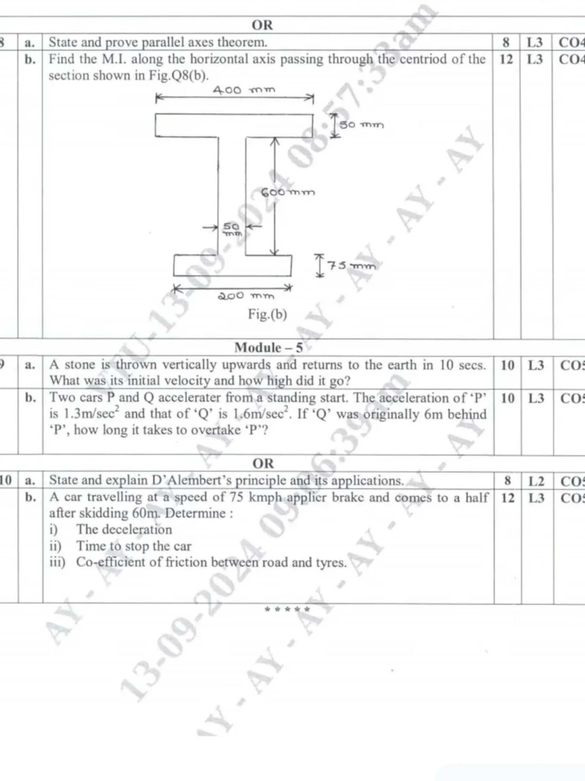 Engineering Mechanics - Question Paper for 1st Year Civil Engineering (2025) - Studocu