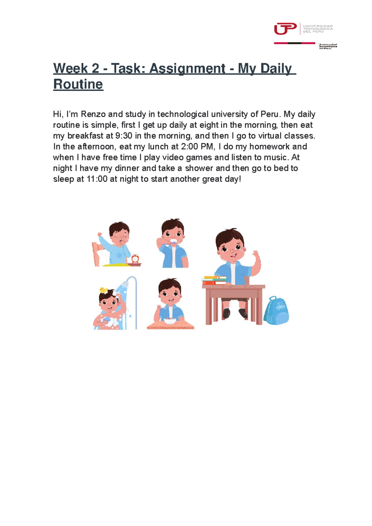 S02 My Daily Routine - Task obligatorio de ingles II - Week 2 - Task: Assignment - My Daily ...