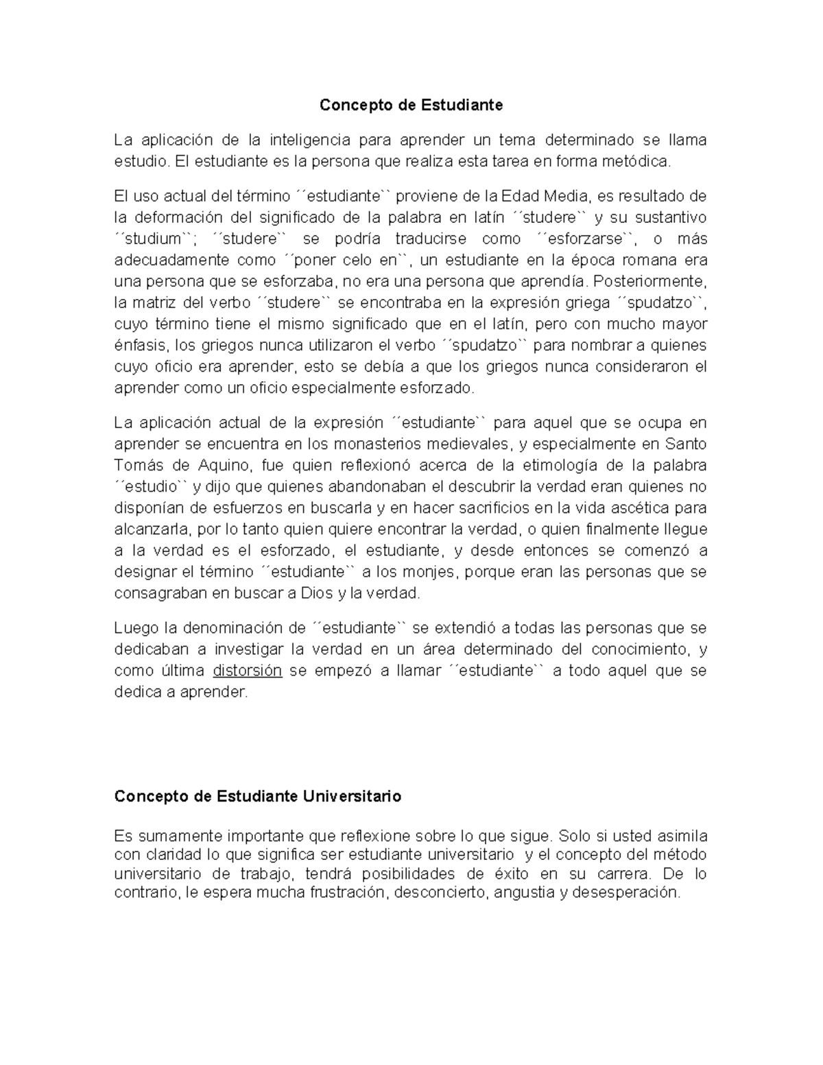 Concepto de Estudiante Universitario: Reflexiones y Compromisos - Studocu