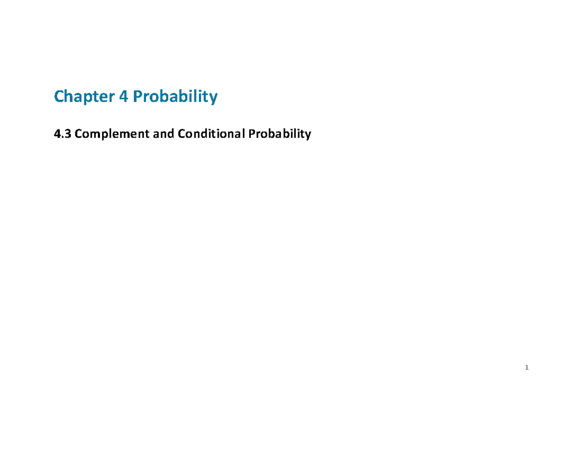Conditional Probability and Complements in Statistics (STAT 101) - Studocu