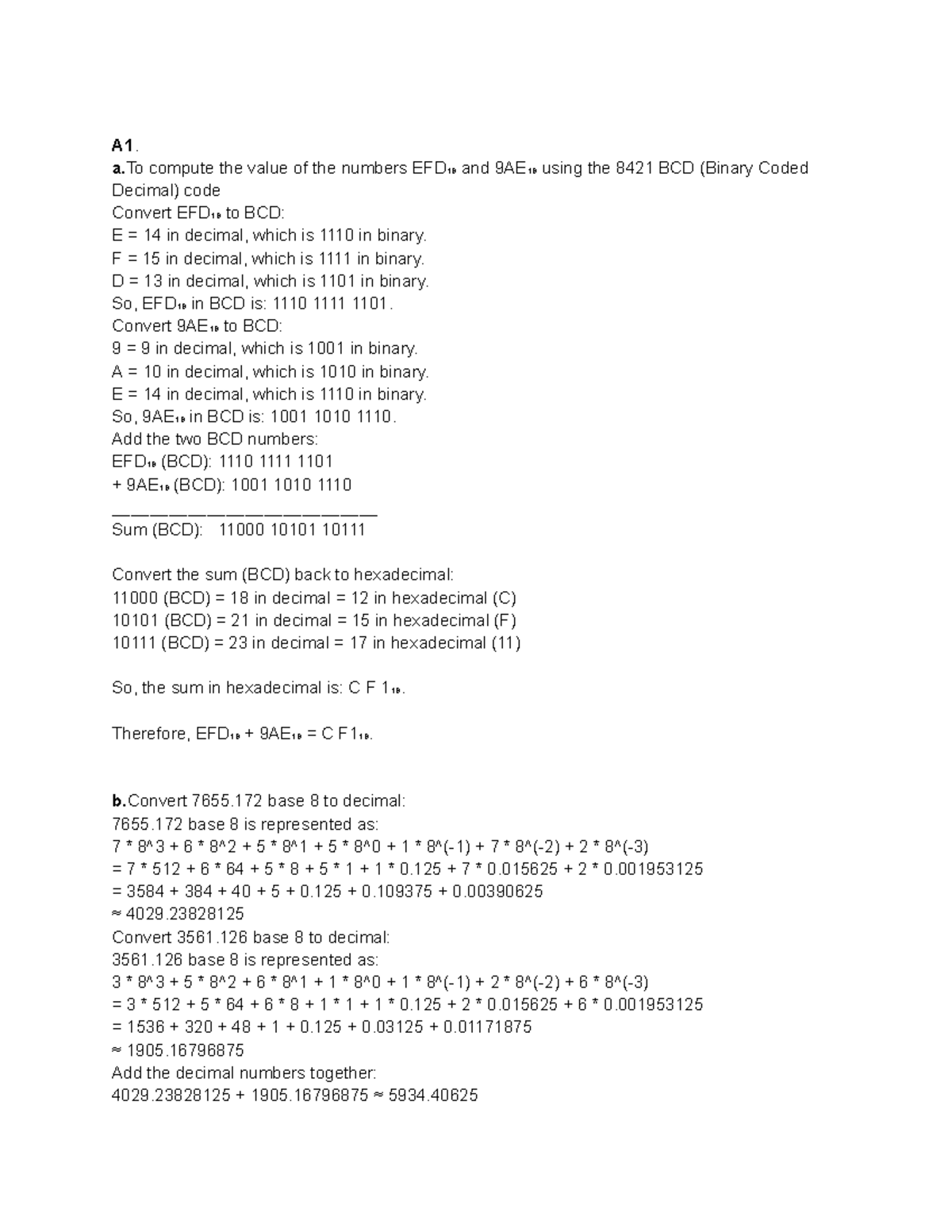DCIT 102 - BCD and Binary Conversions with Arithemetic Operations - Studocu