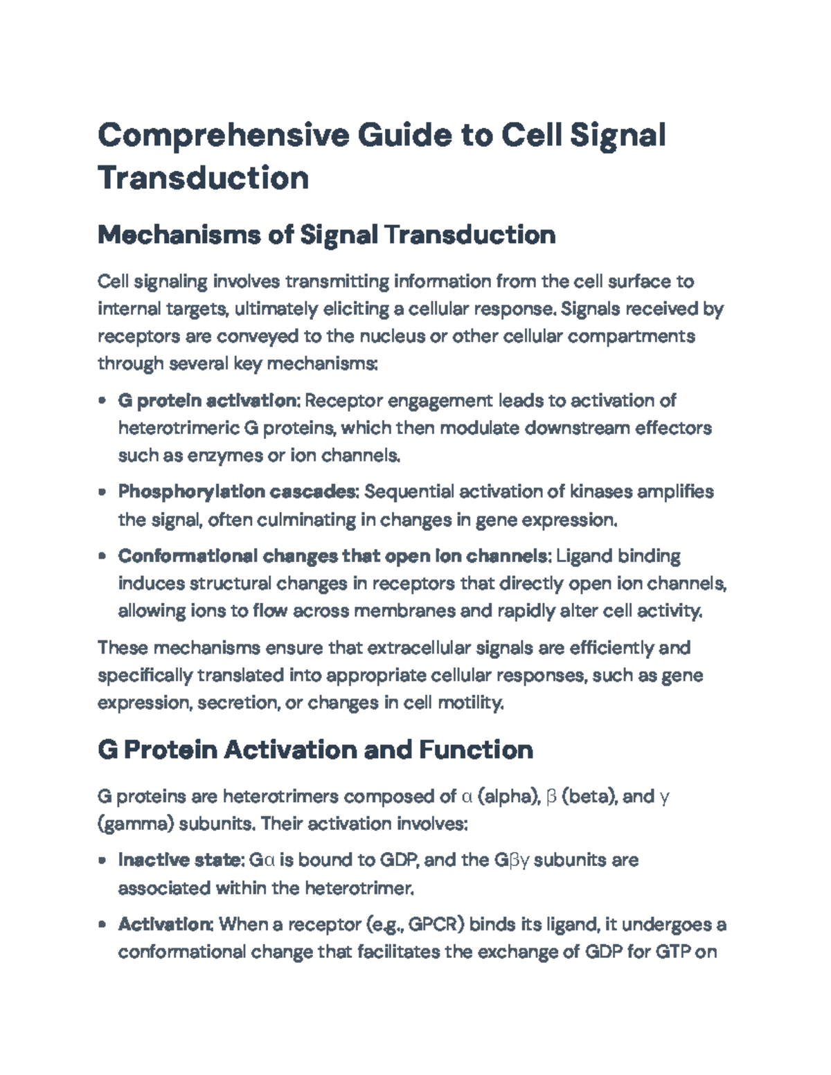 Comprehensive Overview of Cell Signal Transduction Mechanisms (BIO 101 ...