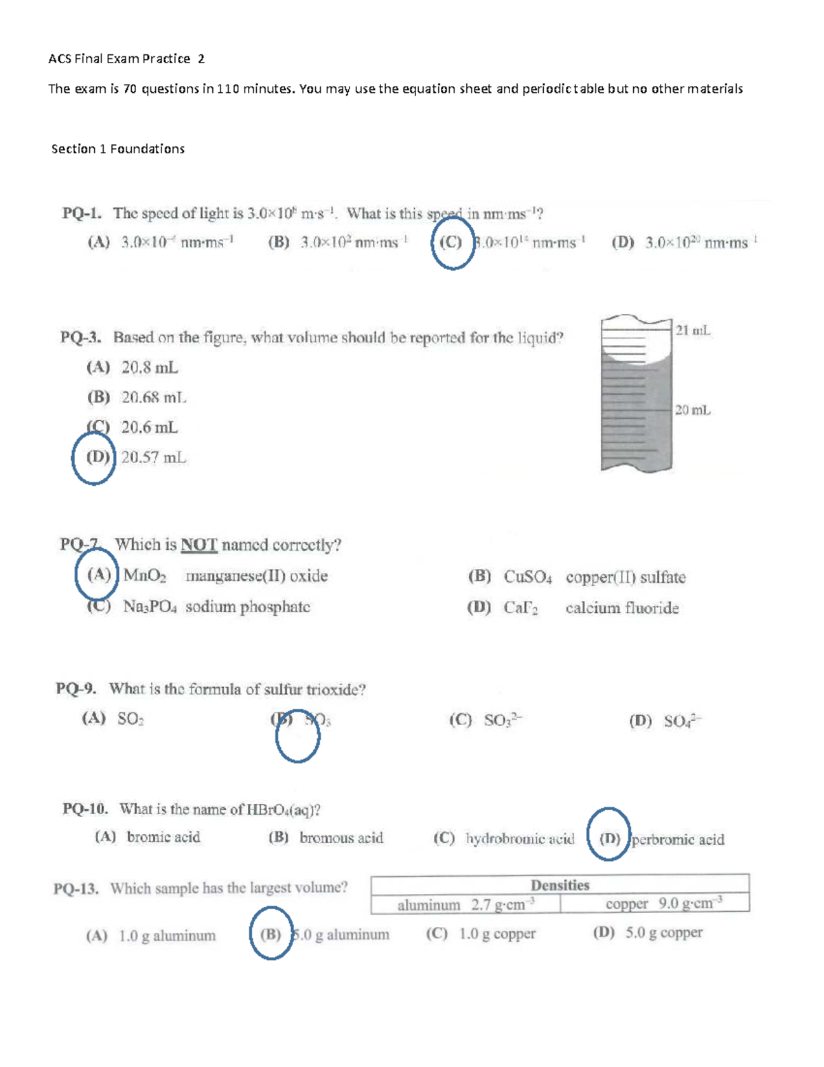 ACS Final Practice Exam 2 with answers - CHEM 1127Q - ACS Final Exam ...