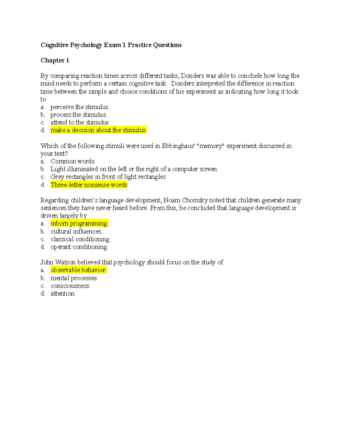 Cognitive psych - Chapter 4 - attention - Cognitive psych - Chapter 4 ...