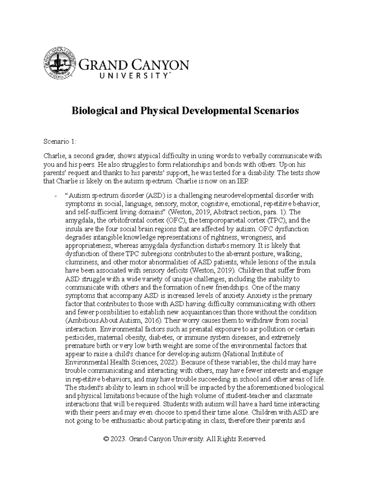 EDU-354-T2-Biological & Physical Developmental Scenarios Highlights ...