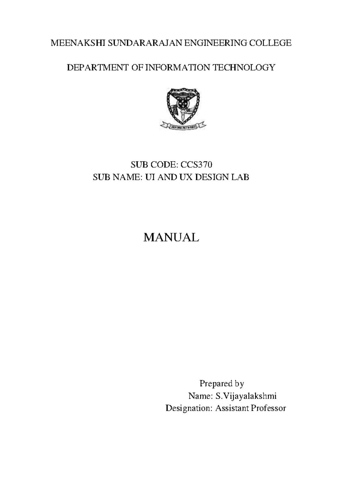 UI and UX Design Lab Manual (CCS): Guidelines and Exercises for Students - Studocu